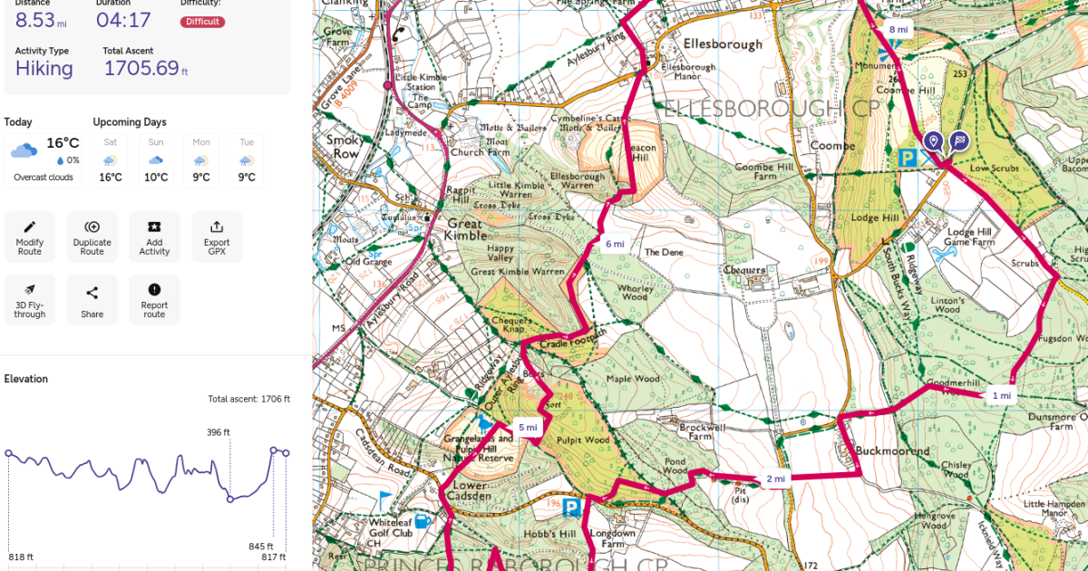 Coombe Hill 9 miles, moderate to strenuous, brisk - Ramblers